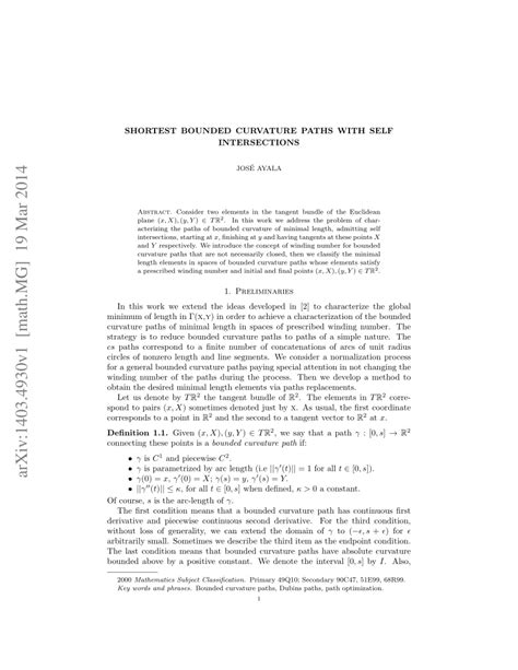 Pdf Shortest Bounded Curvature Paths With Self Intersections