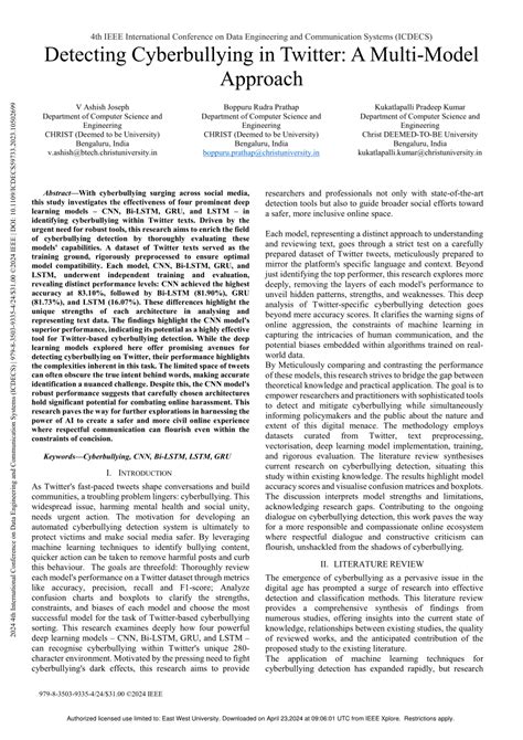Pdf Detecting Cyberbullying In Twitter A Multi Model Approach