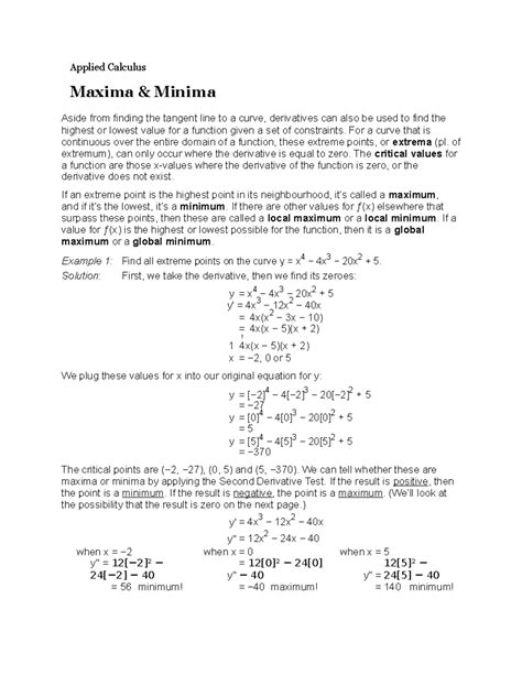 Mini This Is Coursework For Applied Calculus This Is From An Online
