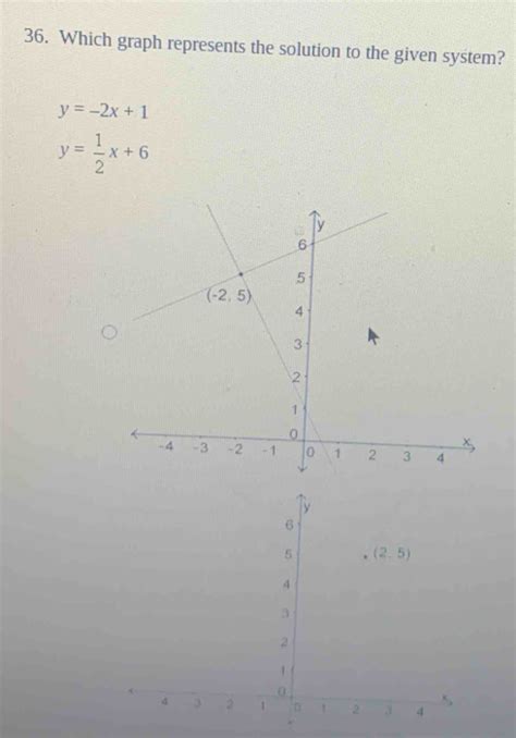 36 which graph represents the solution to the given system y 2x 1 y