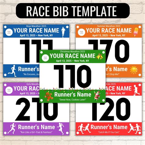 Race Bibs Template Custom Race Bib Printable Racing Bib Running Race