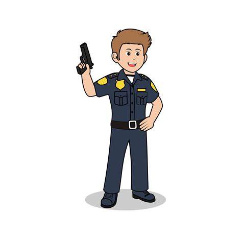 Dibujos Animados Policía Hombre Participación Pistola Ilustración