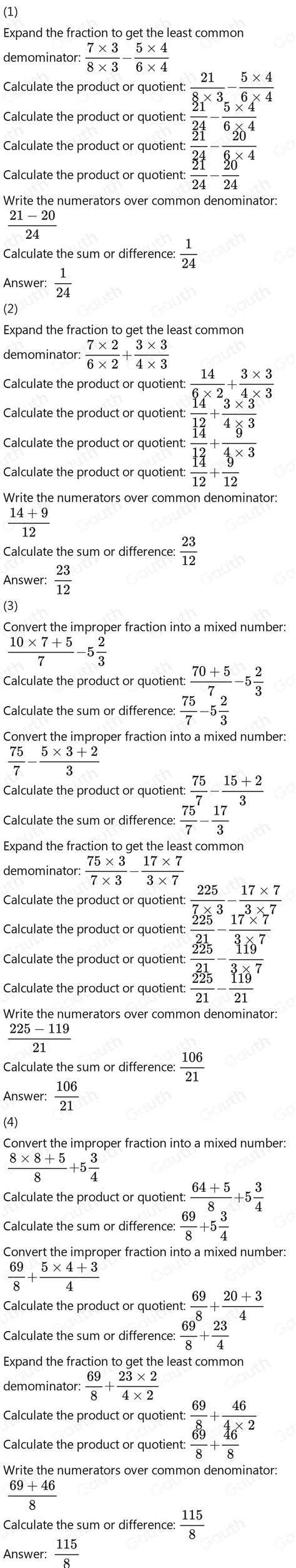Solved A Learning Task 4 Add Subtract The Following Fractions