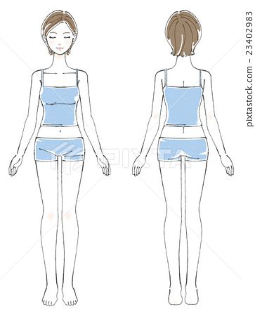 Front Of The Front Of The Whole Body Of A Woman Stock Illustration