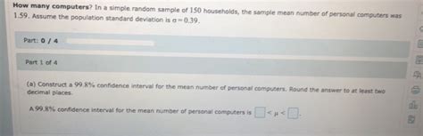 Solved How Many Computers In A Simple Random Sample Of 150