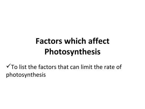 Factors Which Affect Photosynthesis Ppt Physics Science