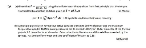 Solved F Q A Given That P Using The Uniform Wear Chegg