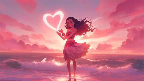 Moana Sunset Heart Valentines Desktop Wallpaper 4k Wallpapers