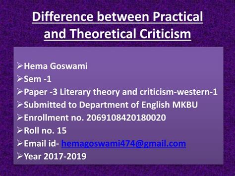Difference Between Theoretical And Practical Criticism Pptx
