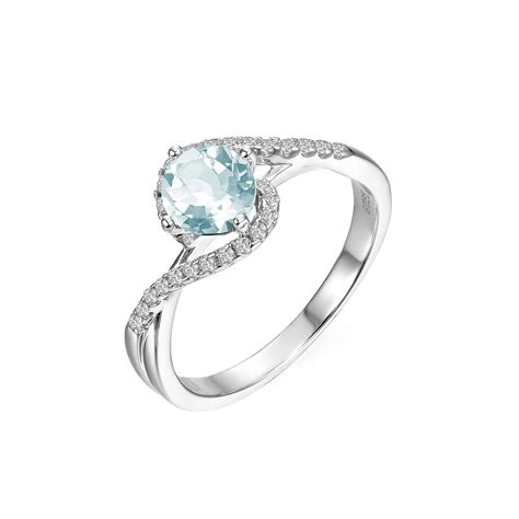 Anillo Aguamarina Promesacompromiso De Plata Happier Joyería