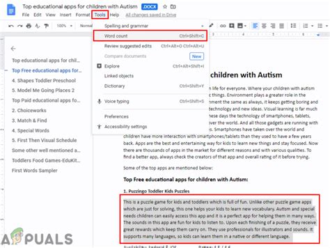 How To Count Words And Pages On Google Docs Appuals Com