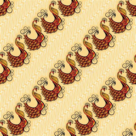 Seamless Pattern With Abstract Peacock Vector Illustration Stock Vector