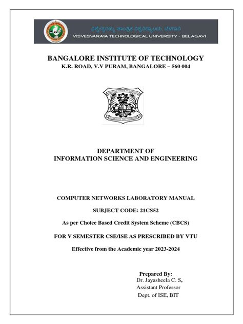 Computer Networks Lab Manual 21cs52 Pdf Computer Engineering Computer Science