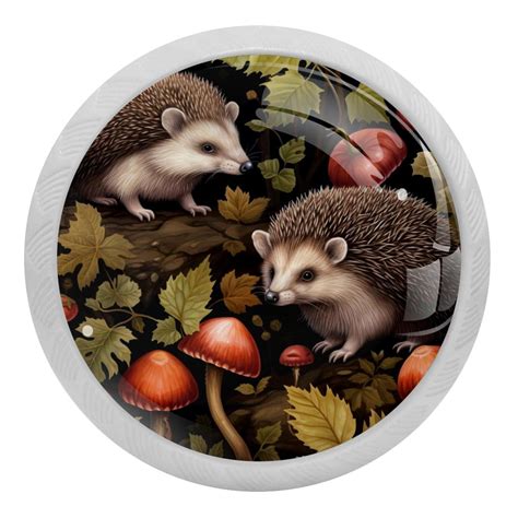 Hedgehog Fluorescent Drawer Pulls With Screws Round 4 Pack Glow In The Dark Knobs For