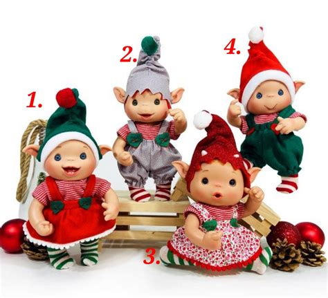 Детска кукла Коледно елфче с различни дрехи и цветове 31 см Точици