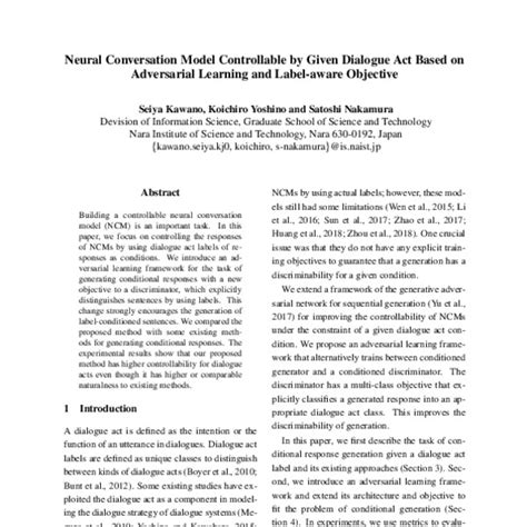 Neural Conversation Model Controllable By Given Dialogue Act Based On
