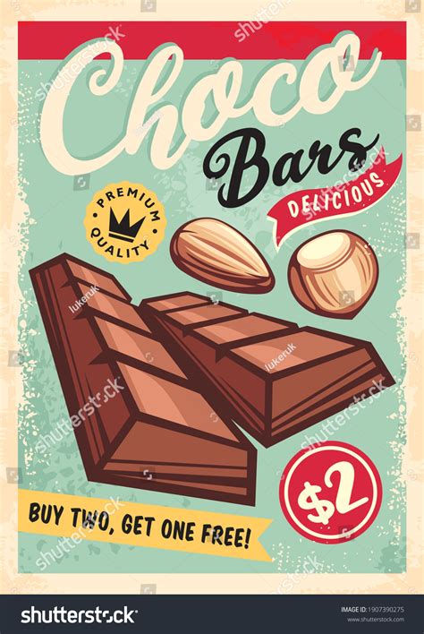Chocolate Bars Retro Ad Candy Desserts Stock Vector Royalty Free