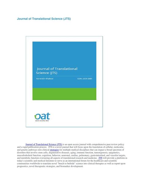 Journal Of Translational Science By Open Access Text Issuu