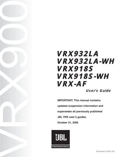 View JBL VRX Series Manual AV Chicago