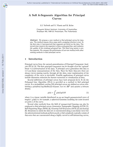 Pdf A Soft K Segments Algorithm For Principal Curves