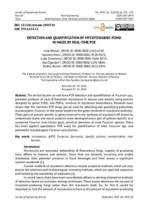 Pdf Detection And Quantification Of Mycotoxigenic Fungi In Maize By Real Time Pcr