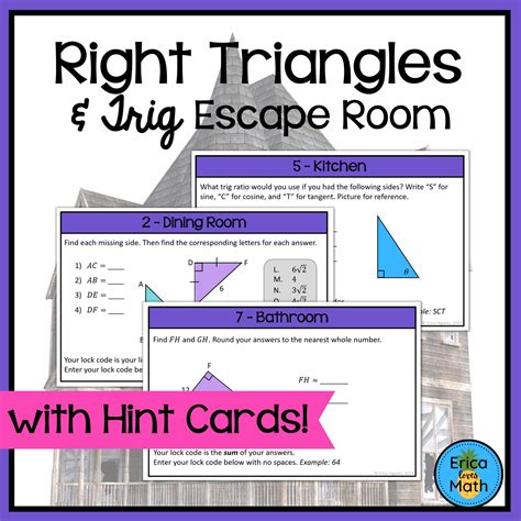 Right Triangles And Trigonometry Escape Room Activity Digital