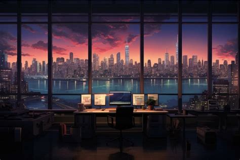 Office Workspace Sunset Generate Ai 3844396