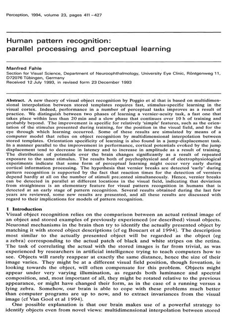 human pattern recognition pdf visual system perception