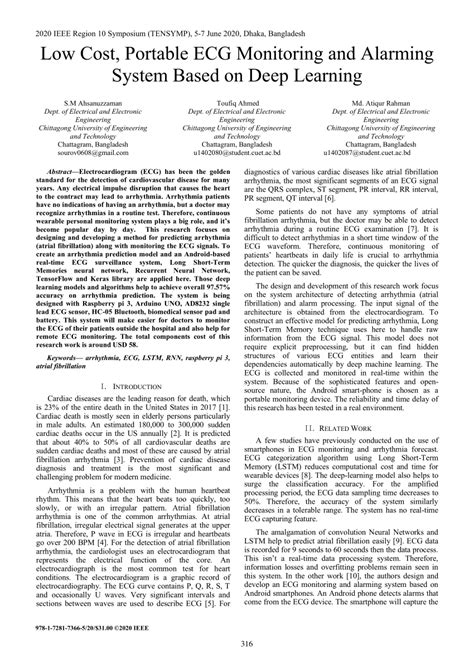 Pdf Low Cost Portable Ecg Monitoring And Alarming System Based On Deep Learning