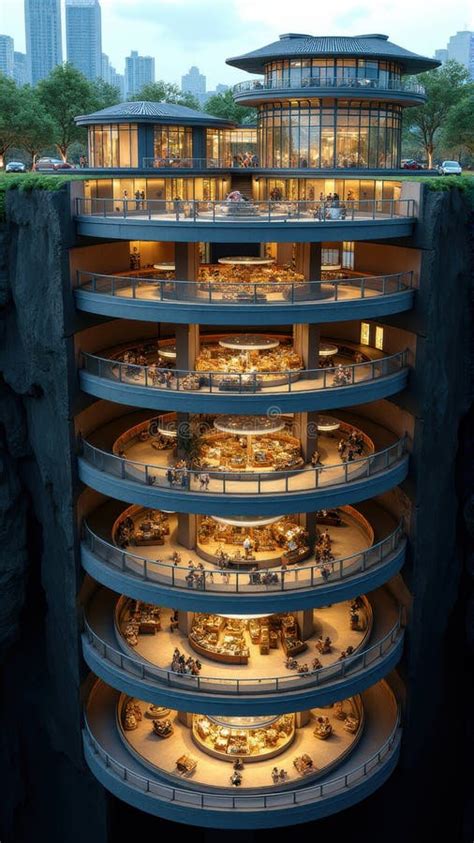 Modern Architecture Building With Circular Design Stock Illustration