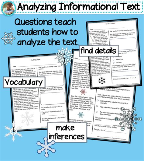Every Snowflake Is Different Informational Text Reading Comprehension