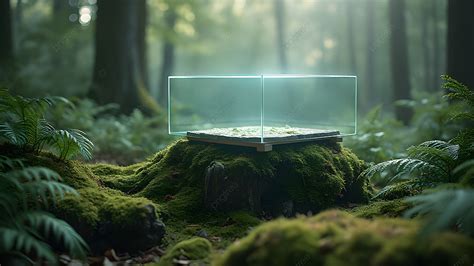 Mystical Forest Scene With Mossy Log And Glass Display Platform 2