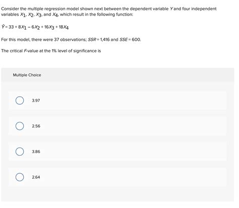 Solved Consider The Multiple Regression Model Shown Next Chegg