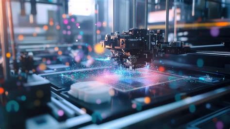 Futuristic 3d Printer Creating Object With Digital Particles In Modern