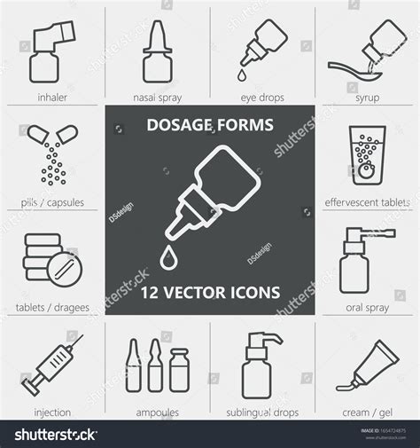 Dosage Forms Set Quality Vector Icons Stock Vector Royalty Free