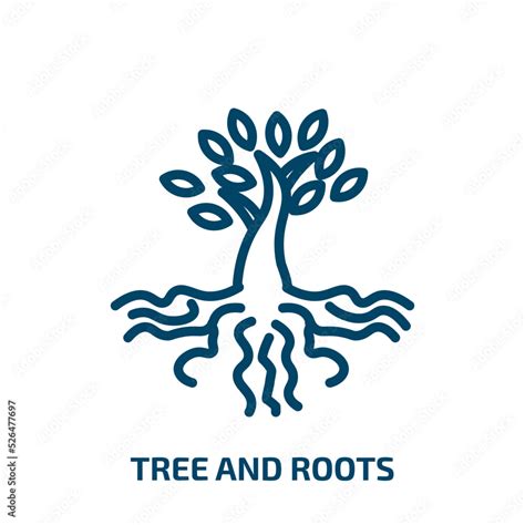 Tree And Roots Icon From Ecology Collection Thin Linear Tree And Roots Tree Roots Outline