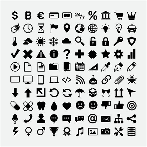 Vector Black Icons Set 1458200 Data Icon Stock Illustrations