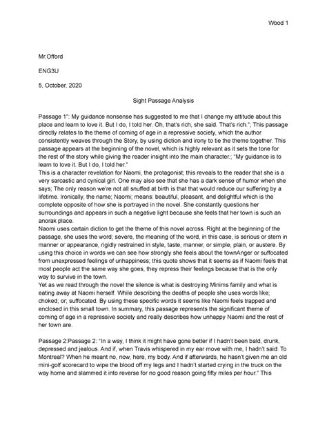 Sight Passage Wood 1 Mr Eng3u 5 October 2020 Sight Passage Analysis