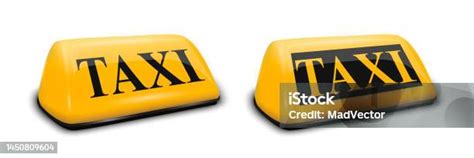 벡터 3d 현실적인 택시 자동차 지붕 기호 아이콘 세트 격리노란색 프랑스 택시 표지판 택시 서비스 모형에 대 한 디자인 서식