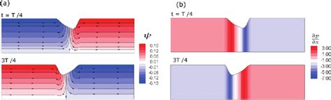 the velocity stream function and the axial pressure gradient during