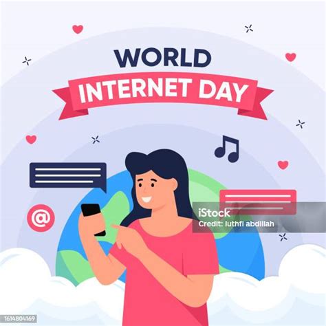 소셜 미디어 게시물 또는 배너를 위한 세계 인터넷의 날 축하 행사 Brand Name Smart Phone에 대한 스톡 벡터 아트 및 기타 이미지 Brand Name