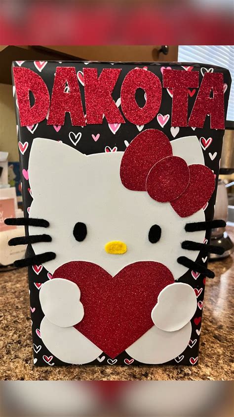 Hello Kitty Valentines Day Box Diy Hello Kitty Craft Glitter Heart