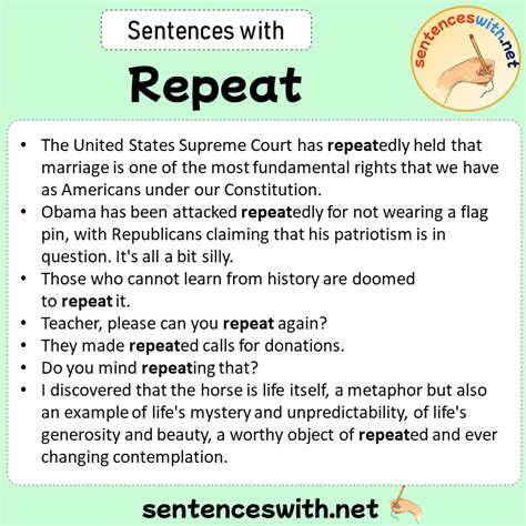 Sentences With Repeat Sentences About Repeat In English SentencesWith Net
