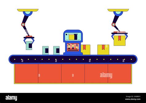Factory Assembly Line Boxes 2d Linear Cartoon Object Stock Vector Image And Art Alamy