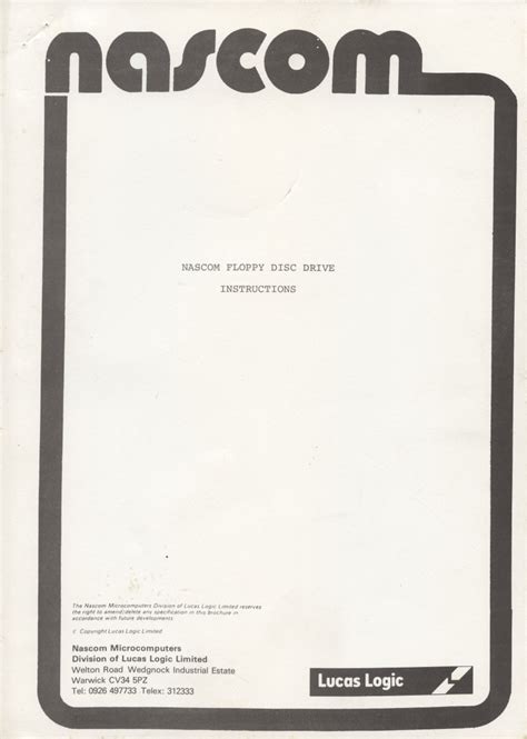 nascom floppy disc drive intructions manual computing history