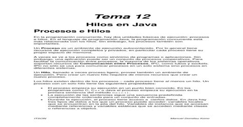 Tema 12 Hilos En Java Download Pdf