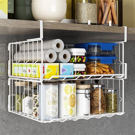 Mint Pantry Under Shelf Basket Storage 2pack Steel Under Shelf Hanging