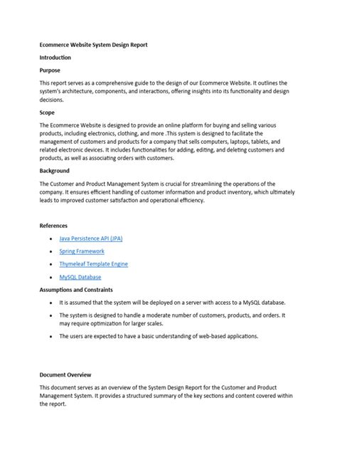 ecommerce website system design report pdf databases spring framework
