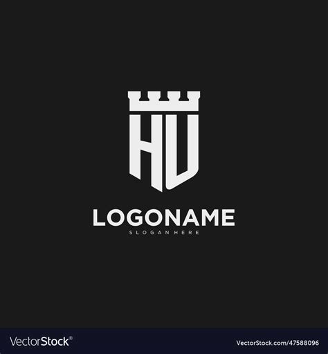 Initials Hu Logo Monogram With Shield Royalty Free Vector