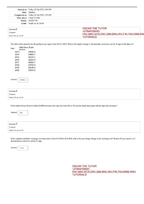 Ecs2603 Assessment 1 Of Sem 2 2024 Expected Questions And Solutions Ecs2603 South African